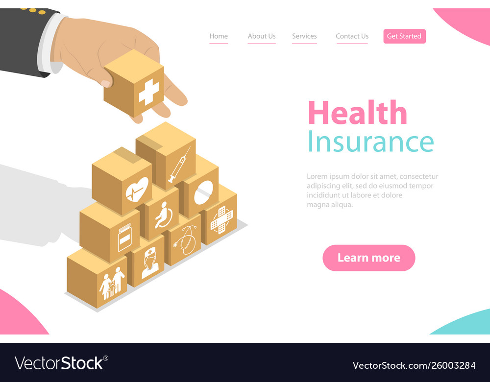 Isometric Flat Landing Pate Template Royalty Free Vector