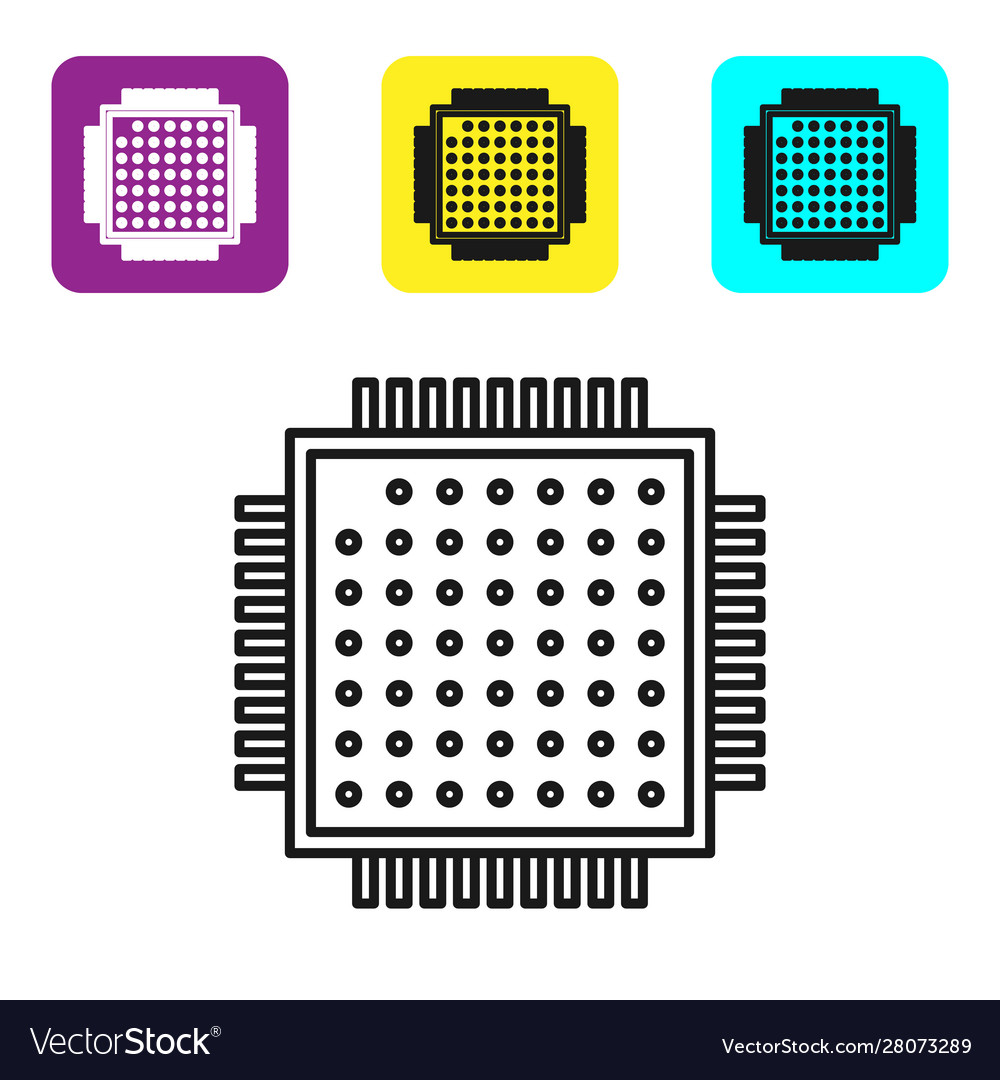 Black line processor icon isolated on white Vector Image