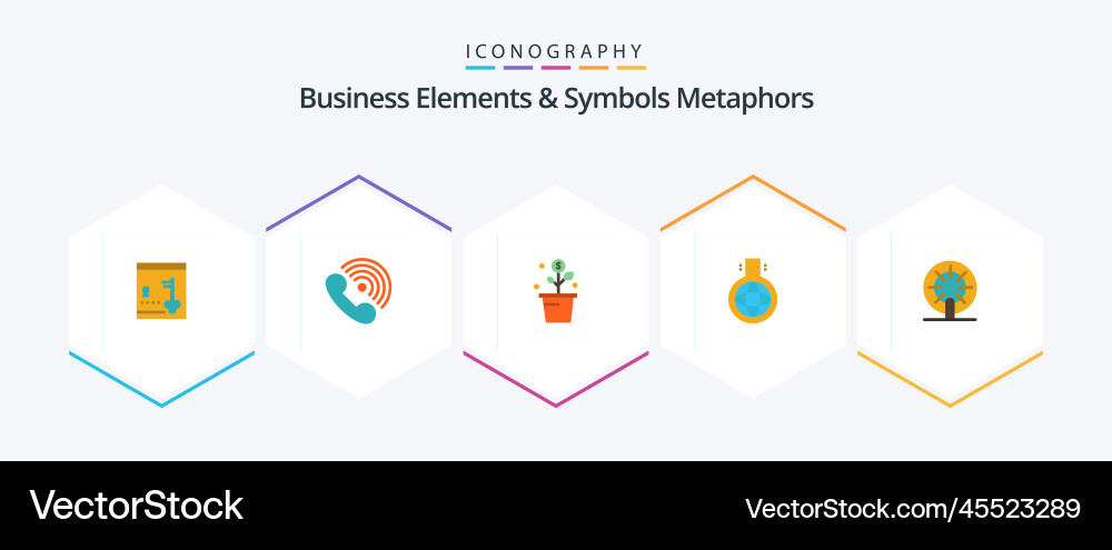 Business elements and symbols metaphors 25 flat Vector Image
