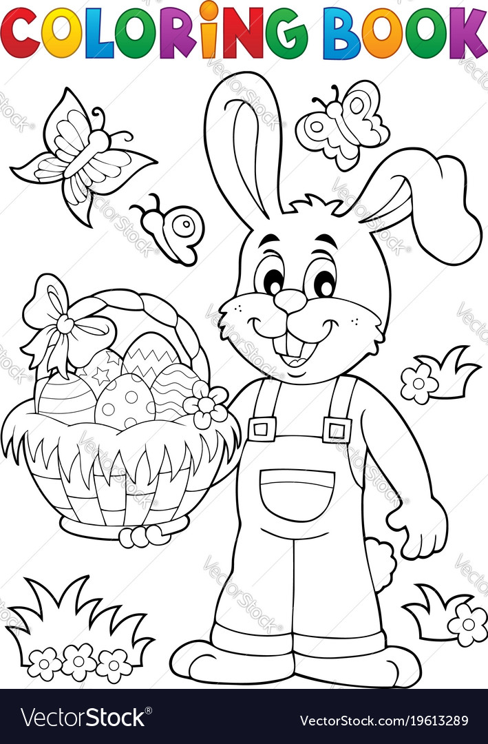 Coloring book easter rabbit theme 7 Royalty Free Vector