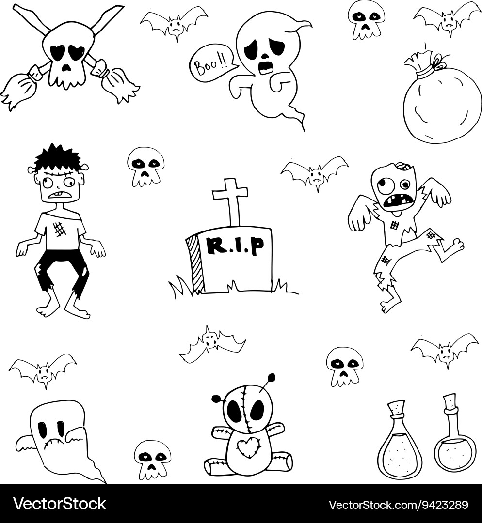 Ghost halloween doodle set Royalty Free Vector Image