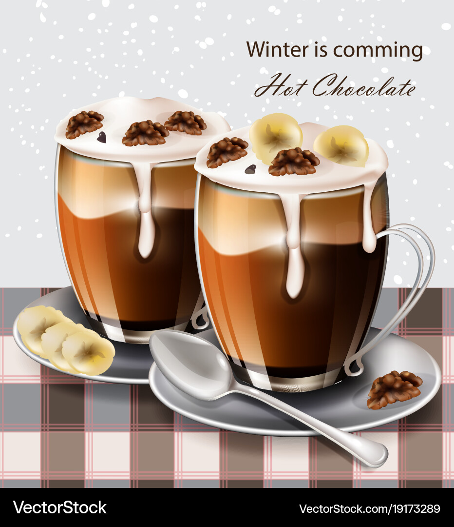 Hot chocolate beverage realistic winter Royalty Free Vector