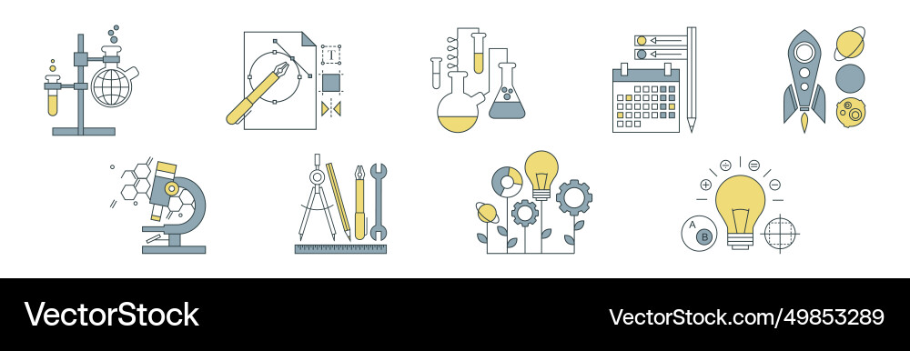 Knowledge and science creative process thin line Vector Image