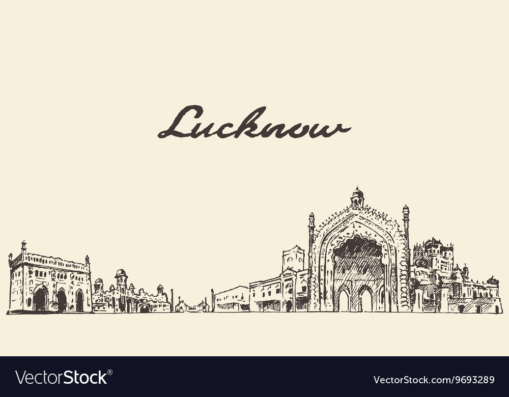 Lucknow skyline drawn sketch Royalty Free Vector Image Lucknow skyline drawn sketch Royalty Free Vector Image