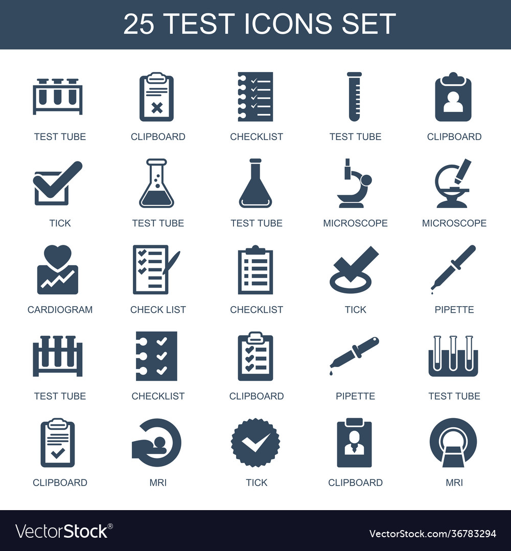 25 test icons Royalty Free Vector Image - VectorStock