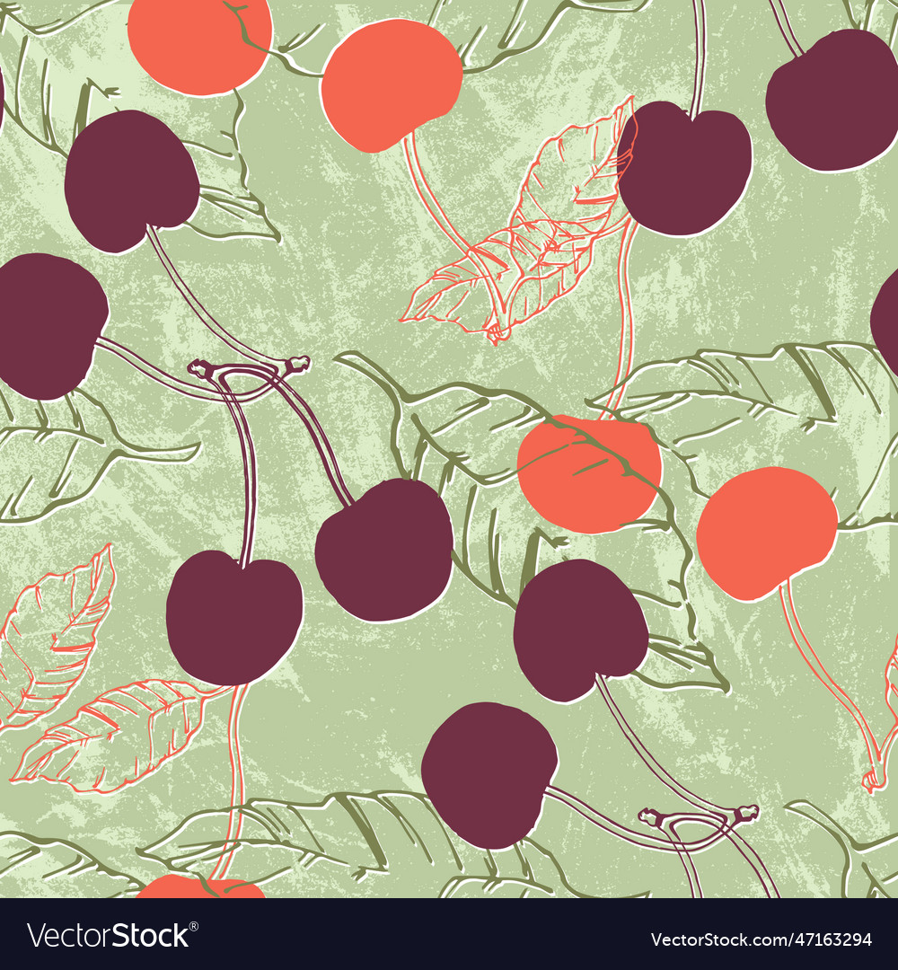 Cherry seamless pattern Royalty Free Vector Image