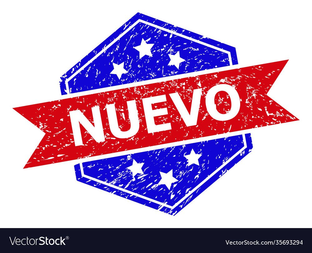 Hexagon bicolor nuevo rubber stamp with rubber Vector Image Hexagon bicolor nuevo rubber stamp with rubber Vector Image