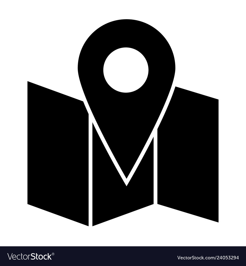 Map with pin solid icon location Royalty Free Vector Image