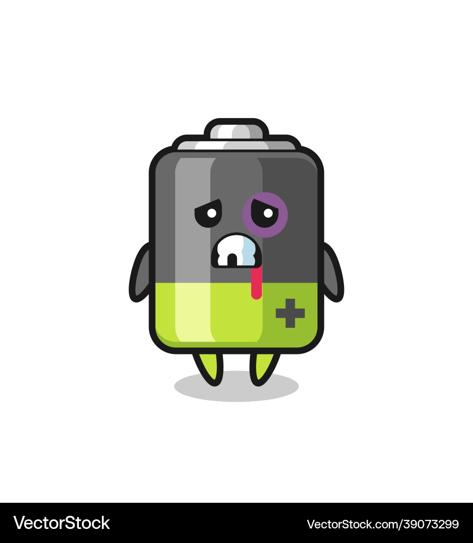 Injured battery character with a bruised face Vector Image