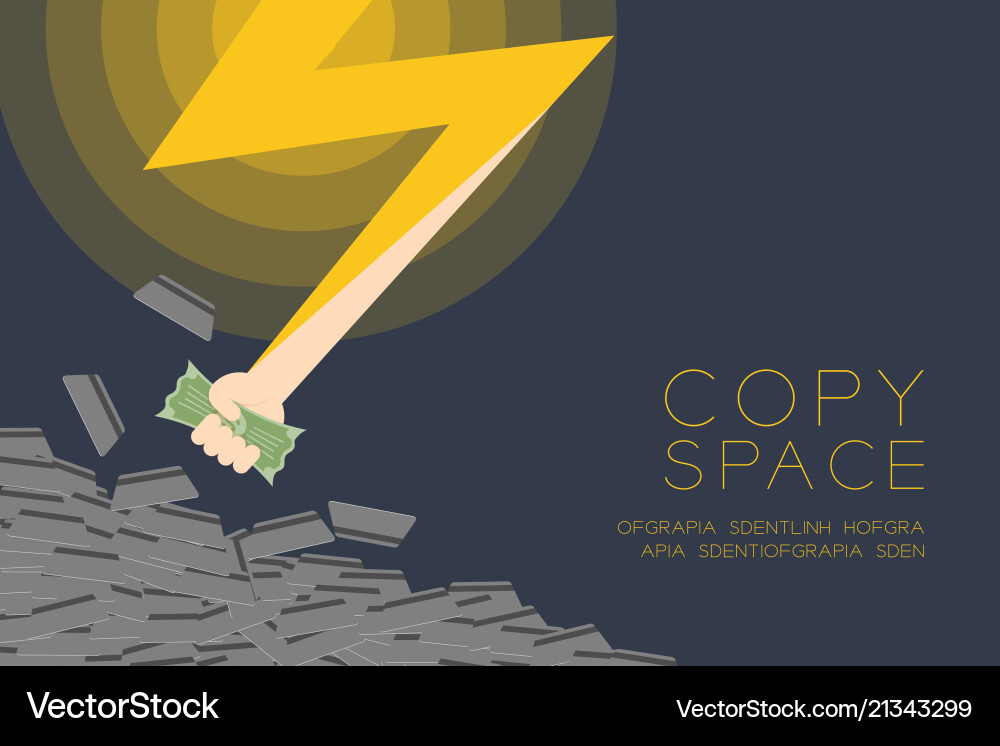 Lightning thunderbolt hand holding the cash Vector Image