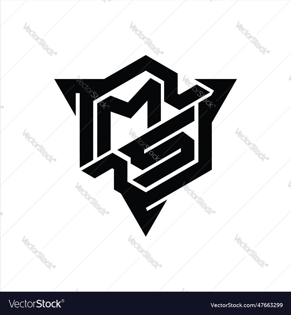 Ms logo monogram hexagon shape with triangle Vector Image