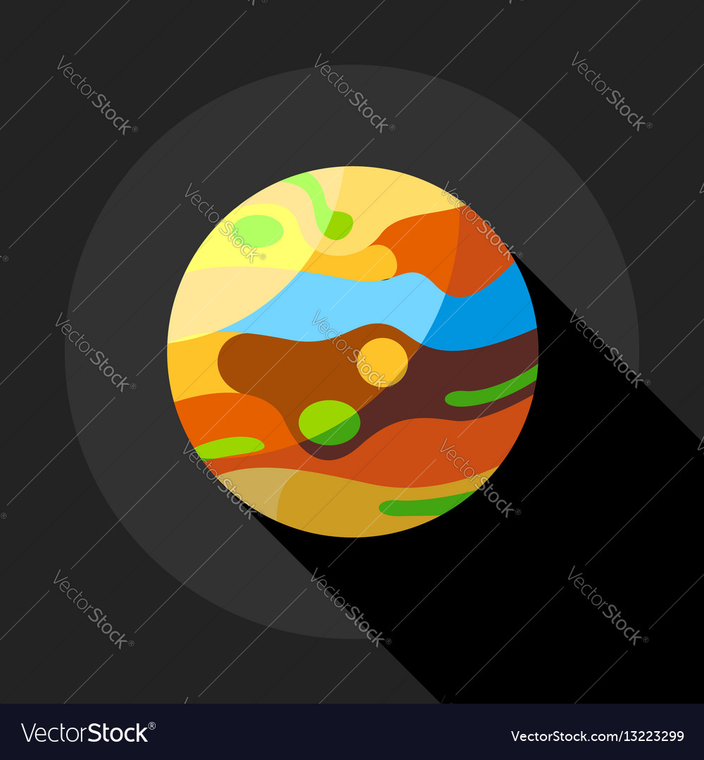 Multicolored planet icon flat style Royalty Free Vector