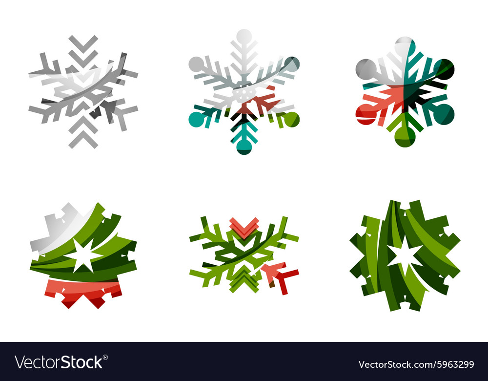 Set of abstract colorful snowflake logo icons Vector Image
