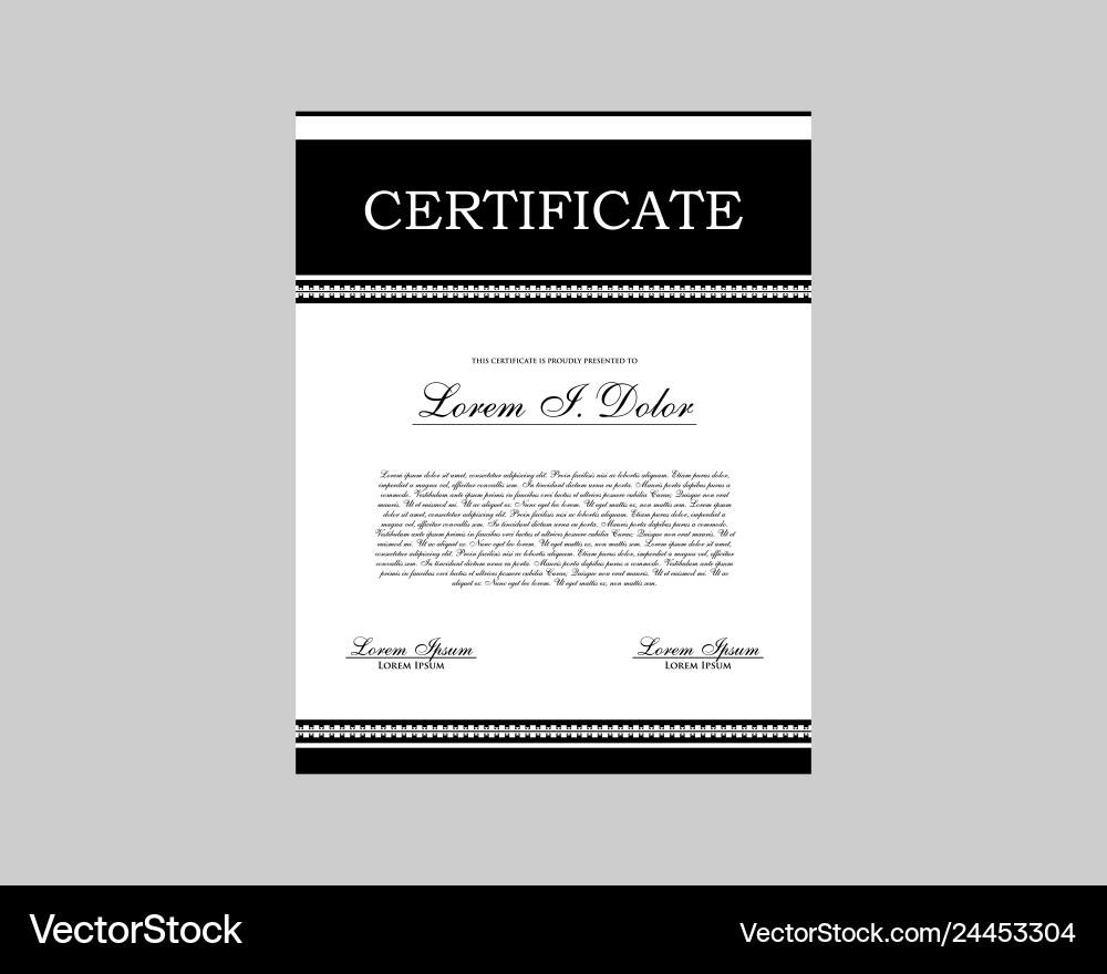 Black and white certificate Royalty Free Vector Image