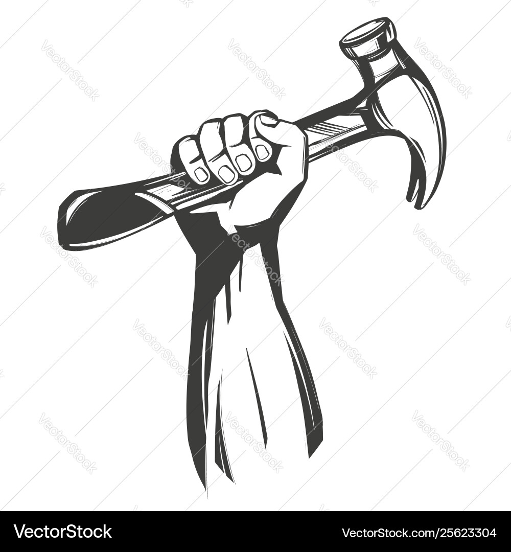 Hand holding a hammer tools icon cartoon hand Vector Image
