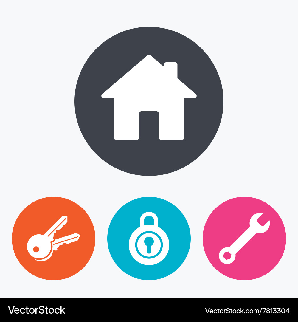 Home key icon wrench service tool symbol Vector Image