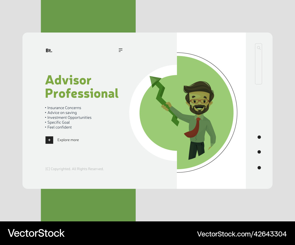 Landing page design of advisor professional Vector Image