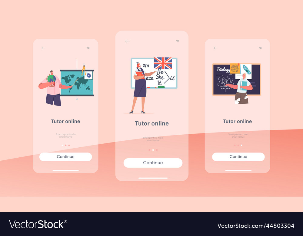 Tutor online mobile app page onboard screen Vector Image