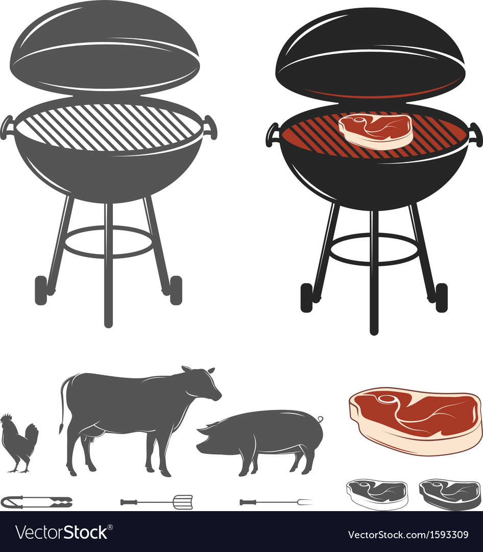 Barbecue elements set Royalty Free Vector Image
