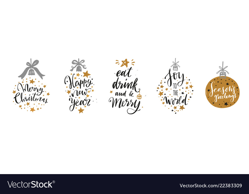 Christmas and new year lettering calligraphy Vector Image
