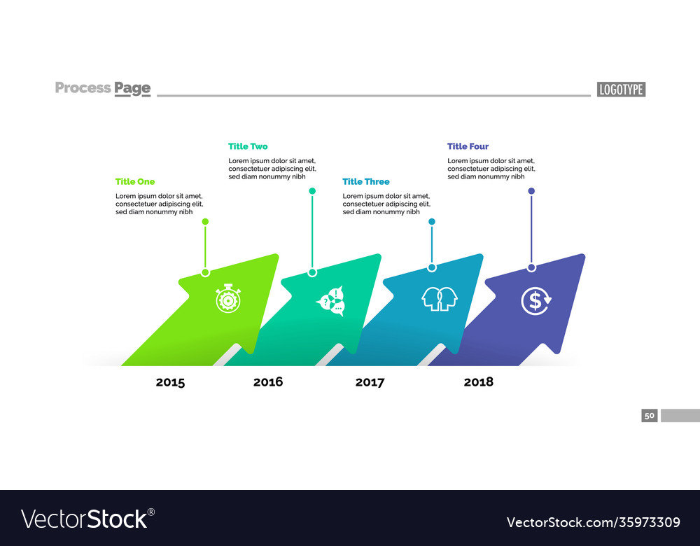 Four arrows timeline process chart template Vector Image