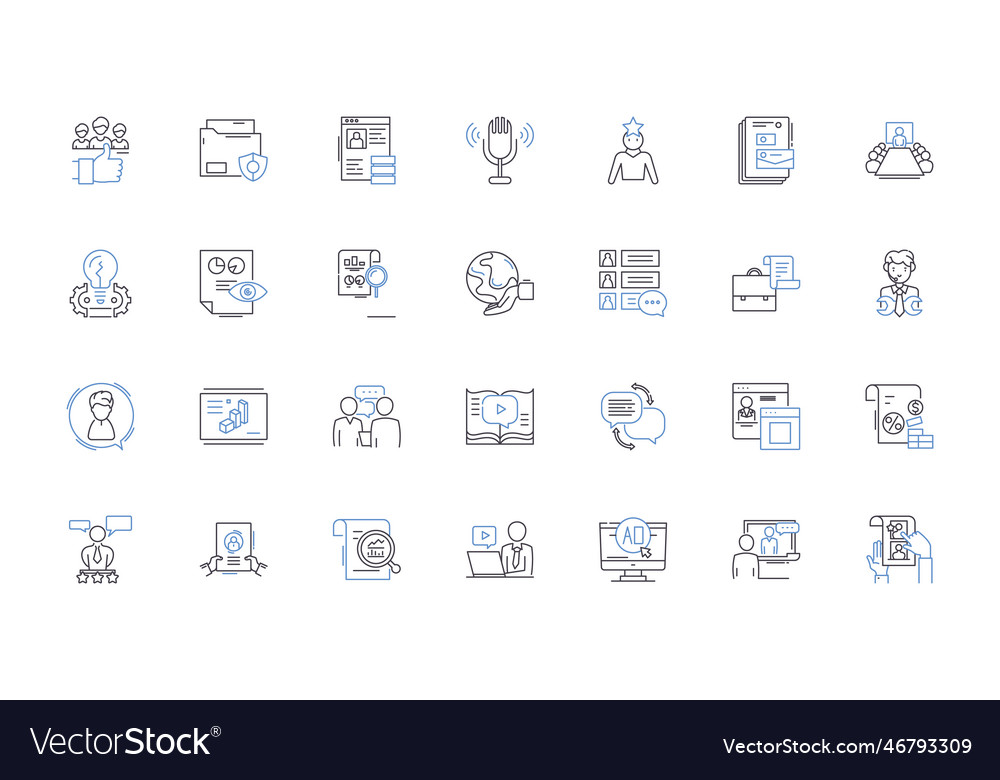 Media management line icons collection strategy Vector Image Media management line icons collection strategy Vector Image
