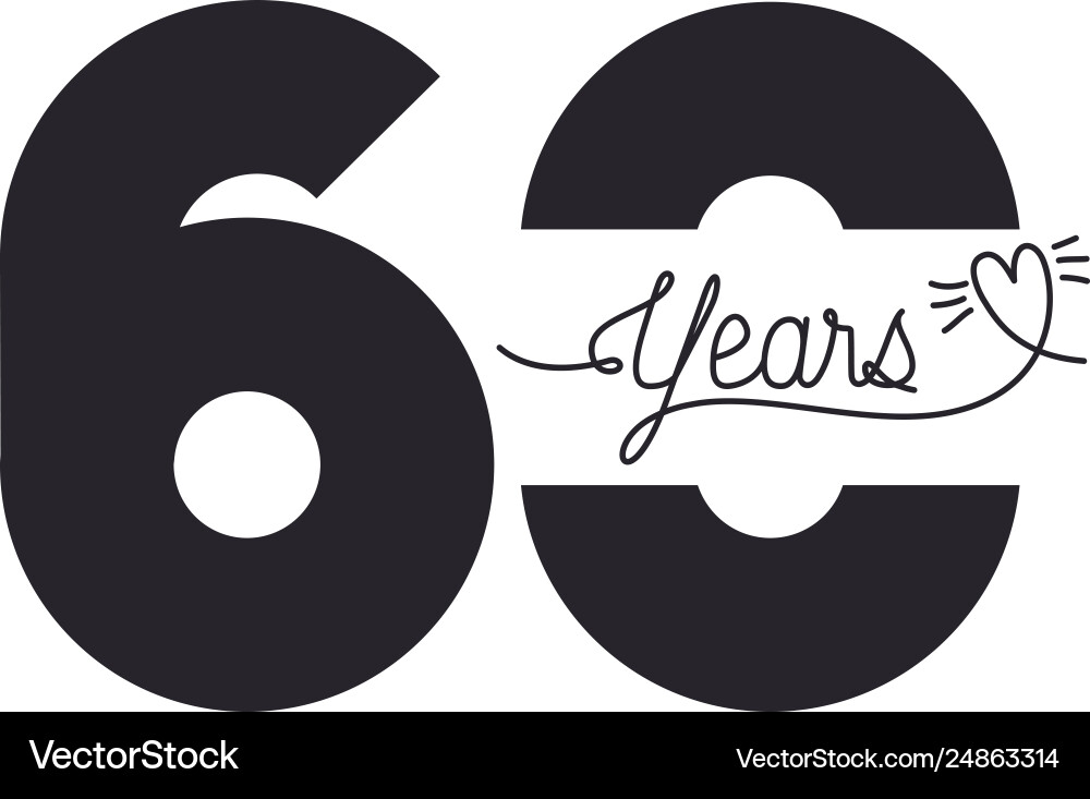 Number 60 for anniversary celebration card icon Vector Image