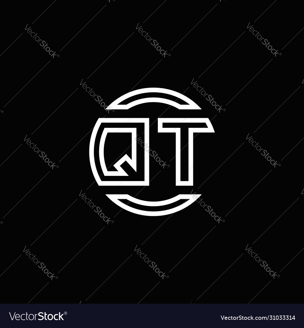 Qt logo monogram with negative space circle Vector Image
