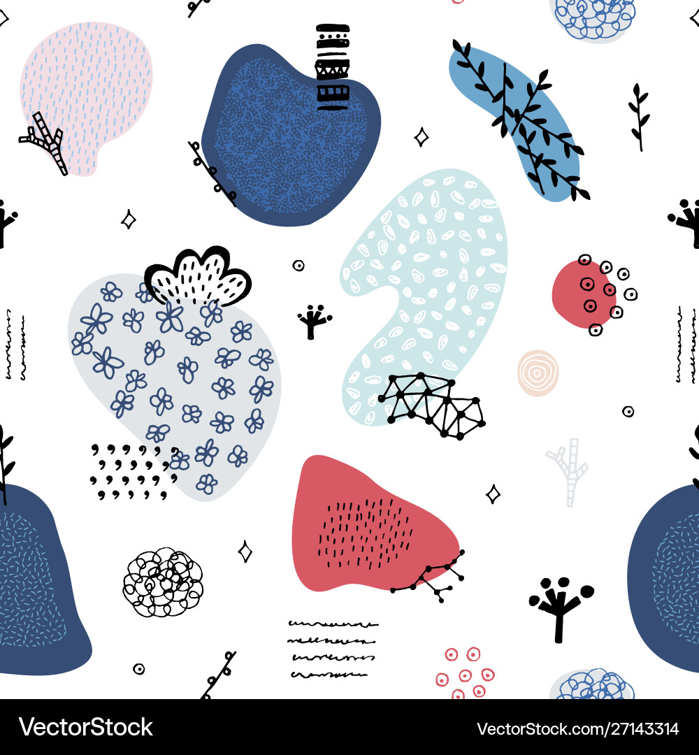 Seamless pattern with hand drawn abstract Vector Image