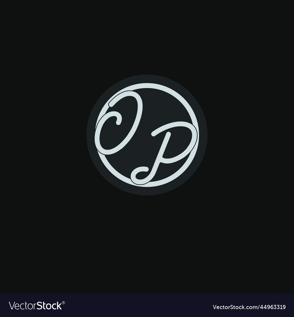 Initials op logo monogram with simple circle line Vector Image