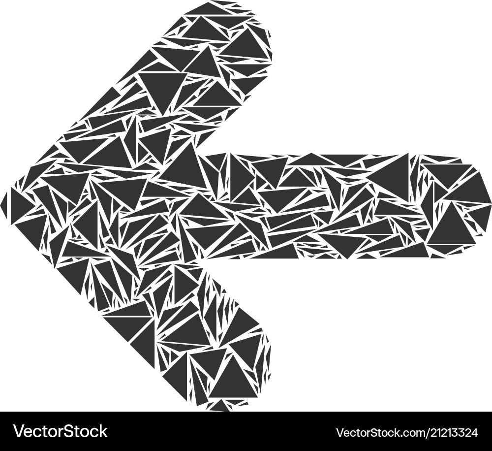 Arrow left mosaic of triangles Royalty Free Vector Image