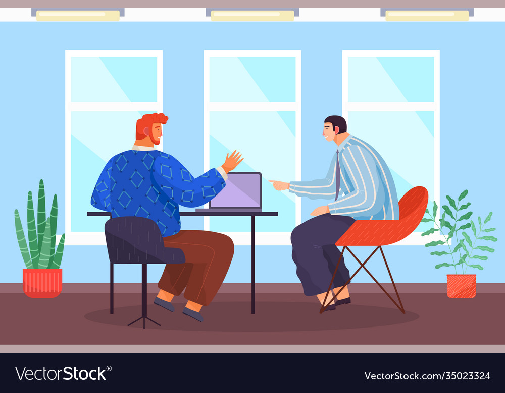 Businesspeople discussing presentation looking at Vector Image Businesspeople discussing presentation looking at Vector Image