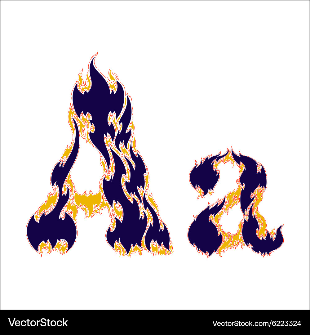 Fiery font blue letter a on white background Vector Image