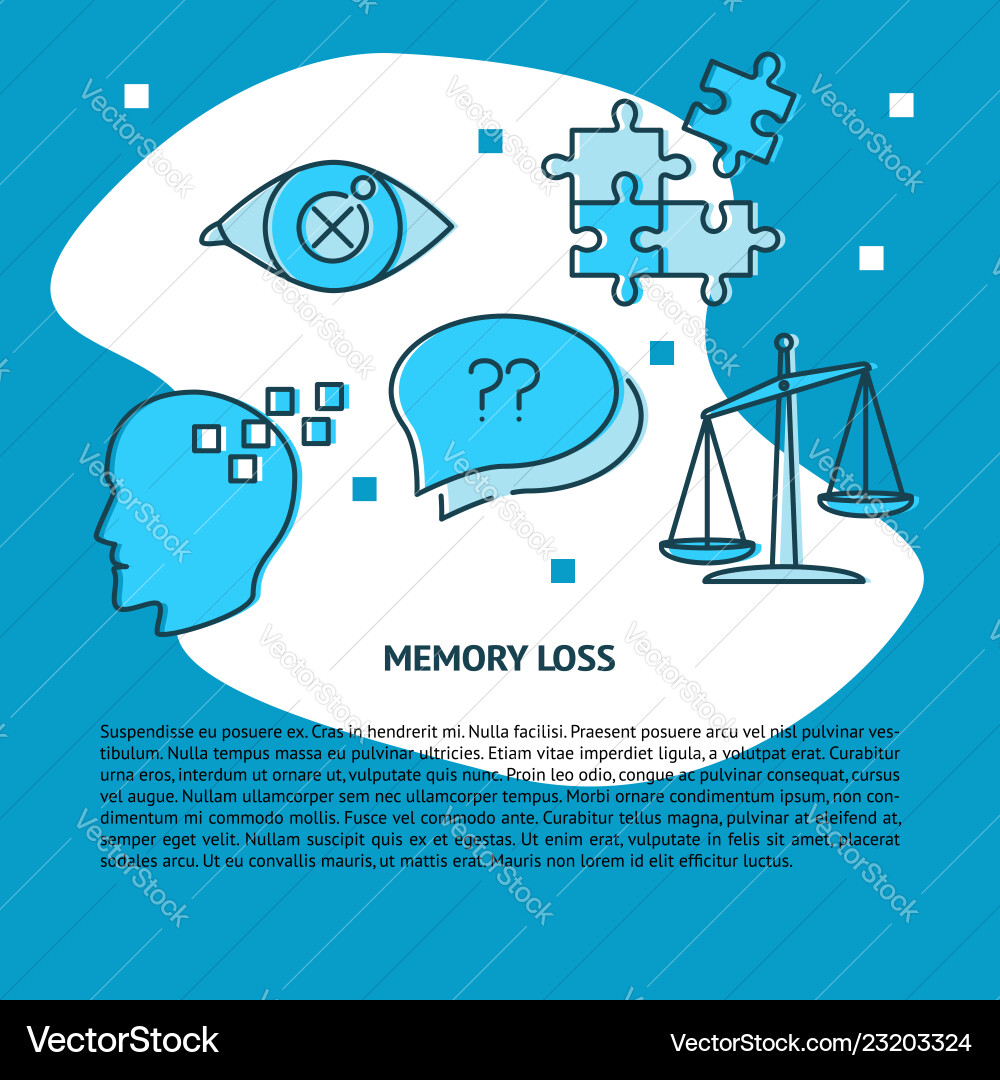 Memory loss concept banner template in line style Vector Image