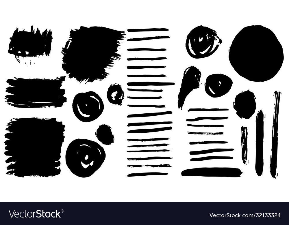 Set black paint ink brush strokes brushes Vector Image