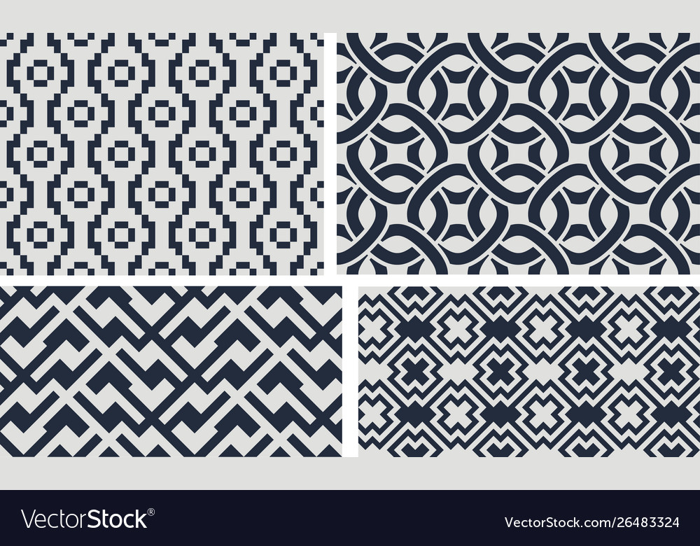 Set seamless patterns abstract geometric Vector Image