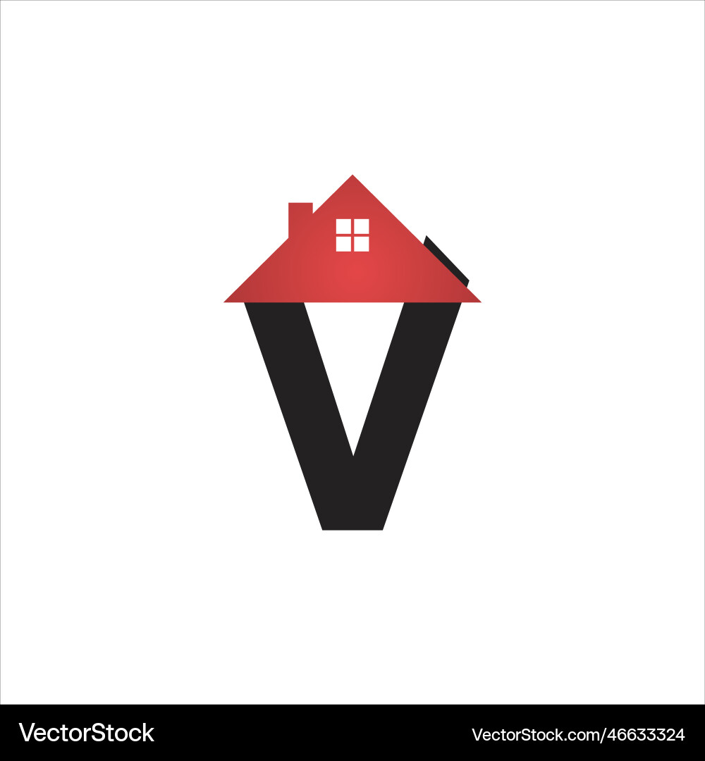Simple initial v logo with real estate icon Vector Image