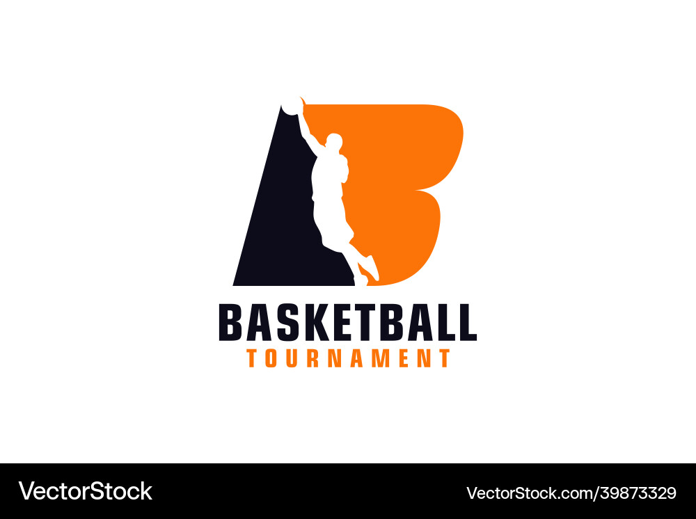 Letter b with basketball logo design design Vector Image