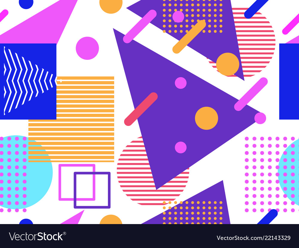 Memphis seamless pattern geometric elements Vector Image