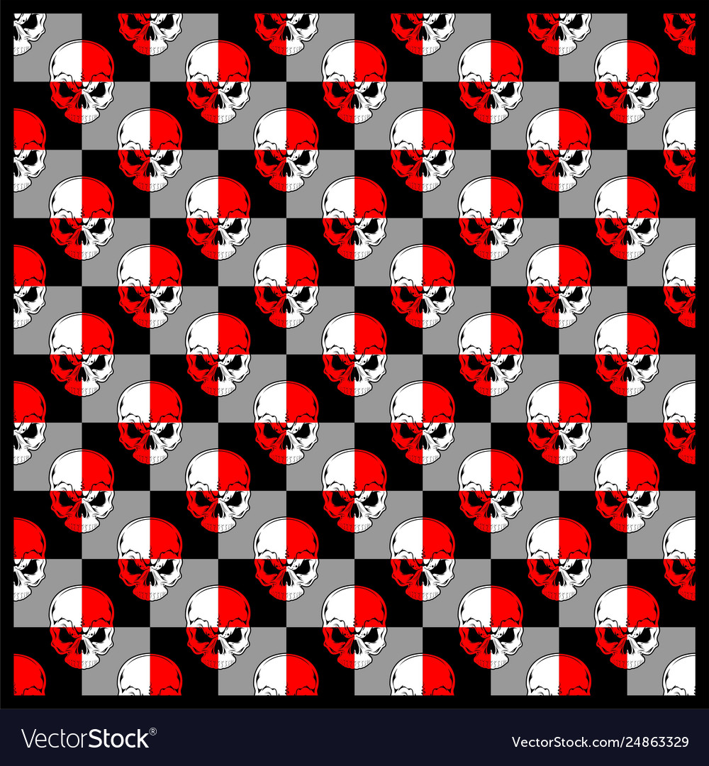 Pattern skull red white Royalty Free Vector Image