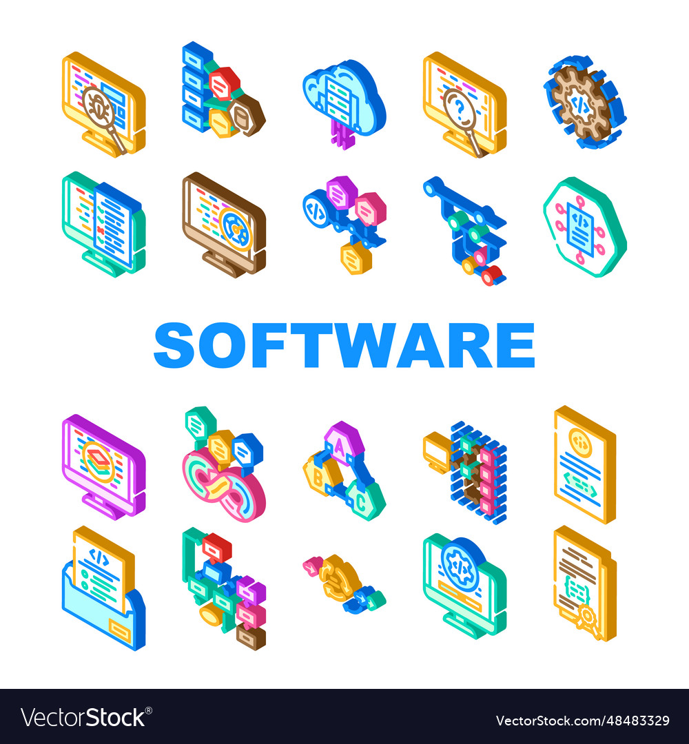 Software compute engineer icons set Royalty Free Vector Software compute engineer icons set Royalty Free Vector