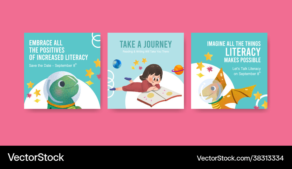 Advertise template with international literacy Vector Image