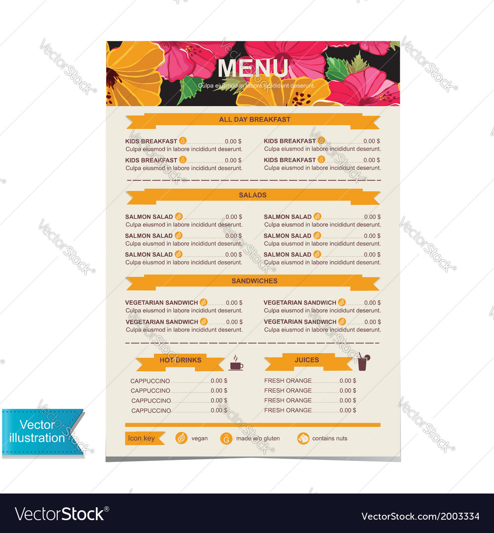 Cafe menu template design Royalty Free Vector Image