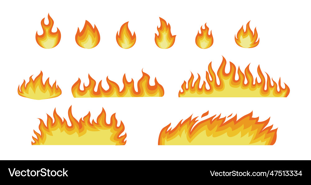 Cartoon fire flames set Royalty Free Vector Image