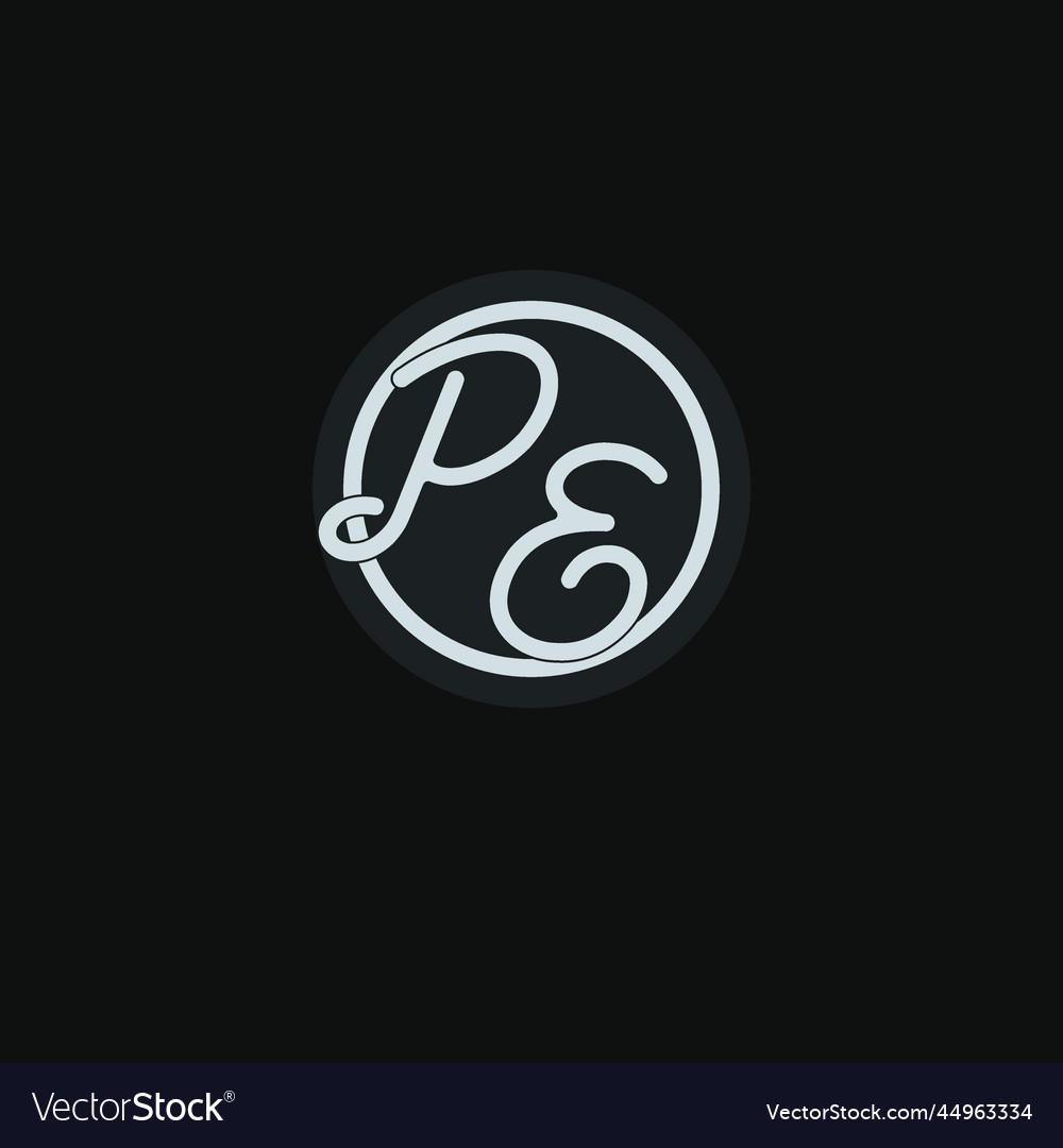 Initials pe logo monogram with simple circle line Vector Image