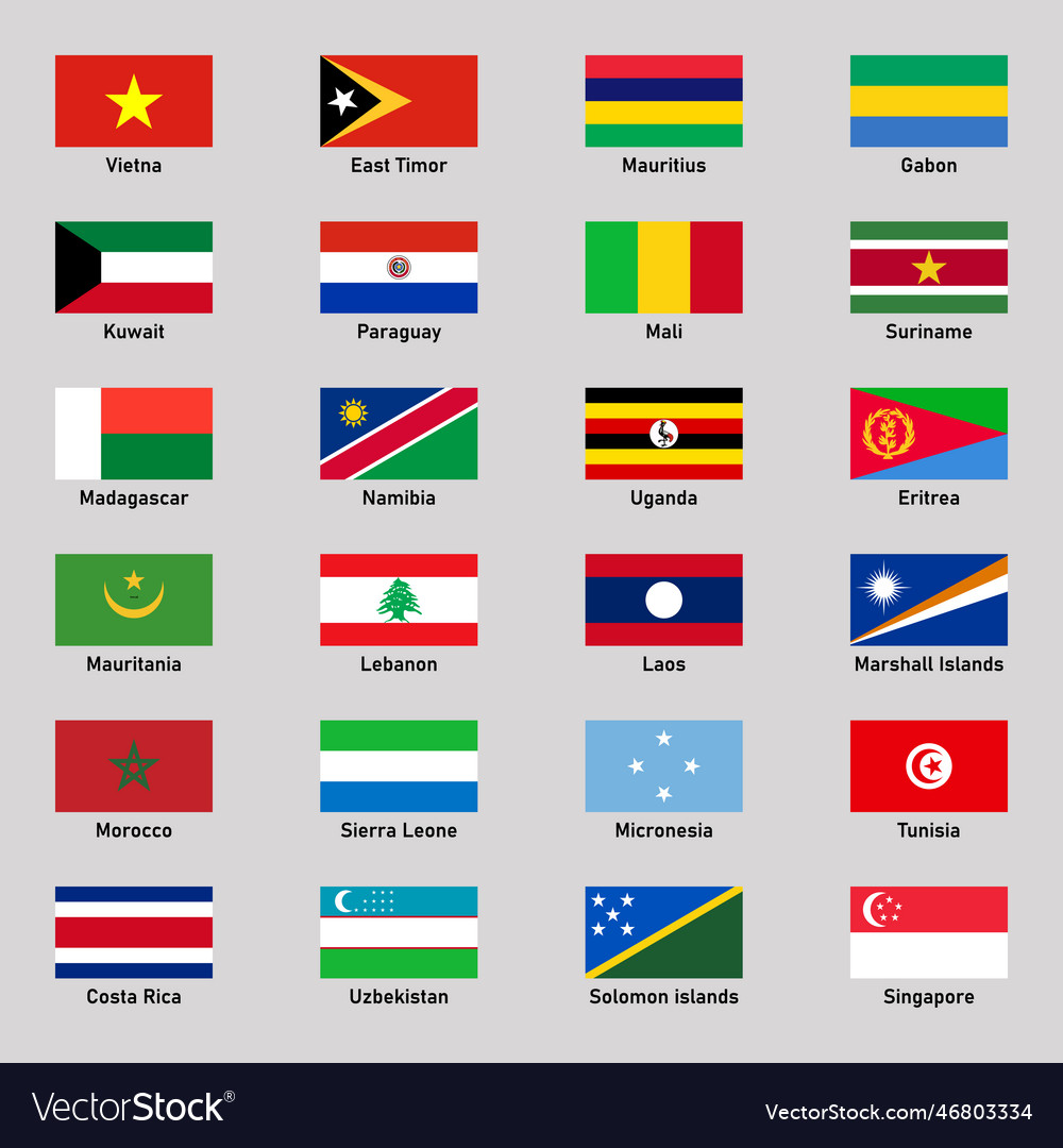 Set of flags different regions countries Vector Image