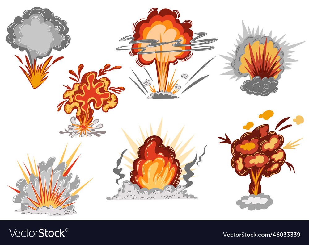 0126 explosions set Royalty Free Vector Image - VectorStock