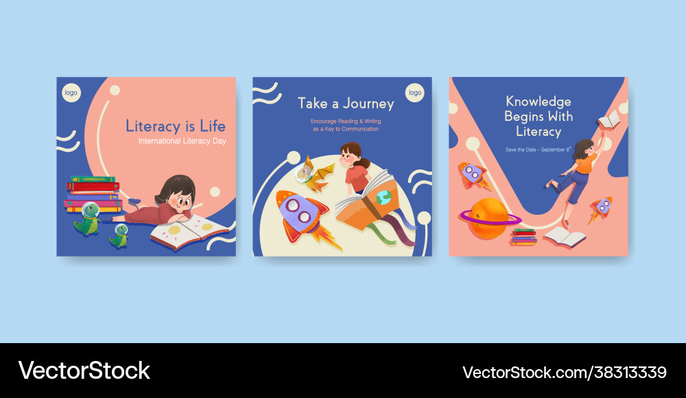 Advertise template with international literacy Vector Image