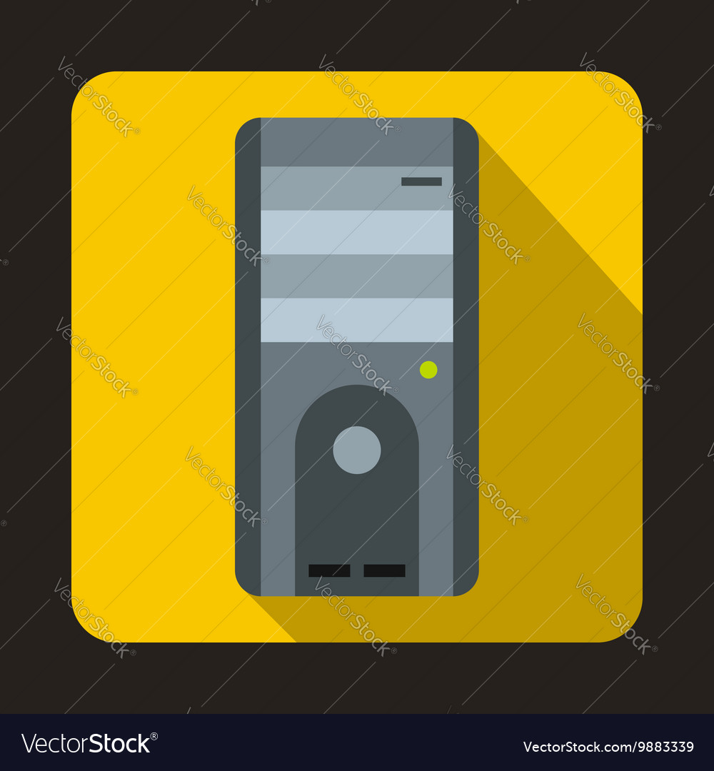 Computer system unit icon flat style Royalty Free Vector
