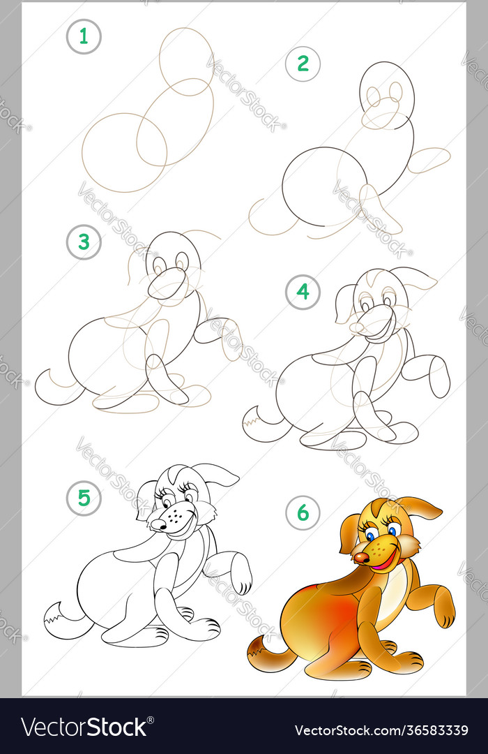 Page shows how to learn step step to draw Vector Image